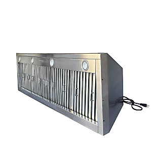 CHETTO Range Hood 54 Inch Ultra Quiet, Powerful Suction 304 Stainless Steel Ducted Kitchen Vent Hood with 4-Speeds, Dishwasher Safe Baffle Fillters, 8" Top Vent (54 inch, Stainless steel)