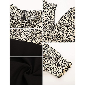 GRACE KARIN Women Business Colorblock Bodycon Sheath Dress Long Sleeve Tie Neck Office Leopard Pencil Dress Wear to Work Leopard M