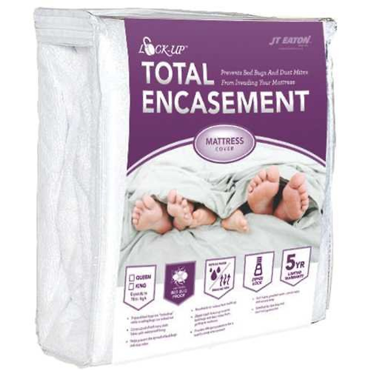 JT Eaton Lock-Up King Stretch-Knit Polyester Mattress Cover