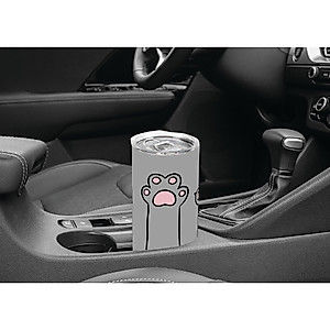 Elanze Designs Rock Paper Scissors Kitty Cat Paw Claws Wrap-Around Design 20 Ounce Stainless Steel On-The-Go Coffee Travel Insulated Skinny Tumbler Mug Cup, Slide Top Lid, MRC-20OZ-SH286