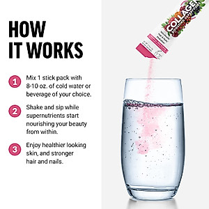 Force Factor Collagen Boosting Superfoods with Biotin, Hyaluronic Acid, Bamboo, and Hair, Skin, and Nails Vitamins, Nail Strengthener and Skin Supplement, Tropical Fruit Flavor, 20 Stick Packs