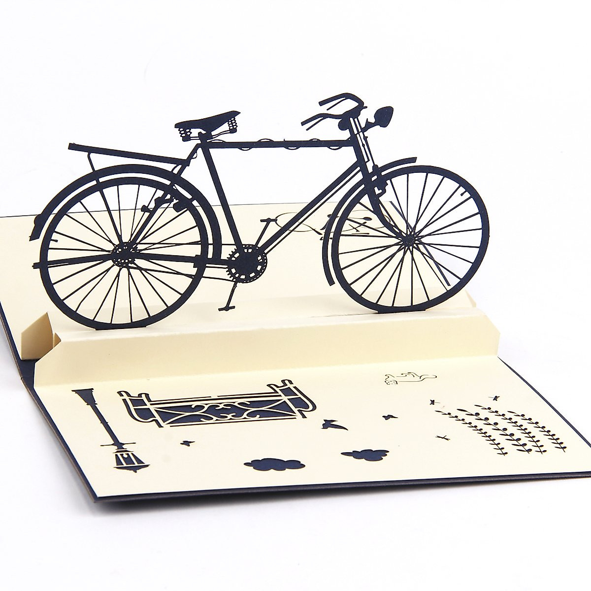 ENJOYPRO 3D Bicycle Pop Up Birthday Card, Father's Day Card, Laser Cut, Eco-Friendly, Blank Writing Space
