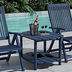 FERFALDER Adirondack Outdoor Side Table-2 Tier Irregular Patio Table Oversize Outside Table for Backyard Balcony Blue