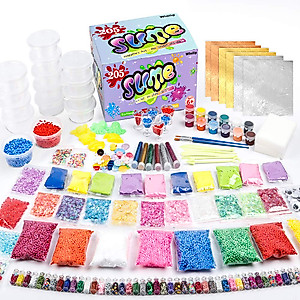 Slime Supplies Kit, 205 Pack Add Ins Slime Kit for Kids Girls Slime Making, Including Foam Balls, Glitter, Fishbowl Beads, Charms, Clear Containers by WINLIP