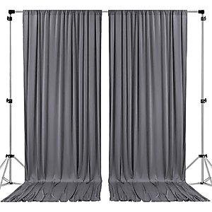 AK TRADING CO. 10 feet x 10 feet Charcoal IFR Polyester Backdrop Drapes Curtains Panels with Rod Pockets - Wedding Ceremony Party Home Window Decorations
