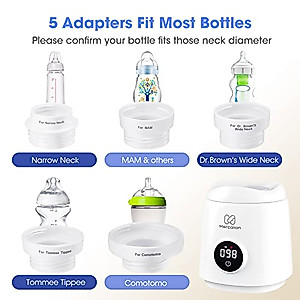 Bottle Warmer, Portable Bottle Warmer for Travel with 5 Adapters, Mercalon Upgraded Rechargeable Baby Milk Warmer, Fast Heat Warmer with Digital Display for Formula & Breastmilk (Bottle Warmer)