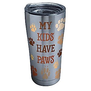 Tervis My Kids Have Paws Stainless Steel Tumbler with Clear and Black Hammer Lid 20oz, Silver