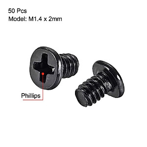 Tool parts M1.4 x 2mm Laptop Notebook Computer Screws Kit Head Screw Black 50pcs