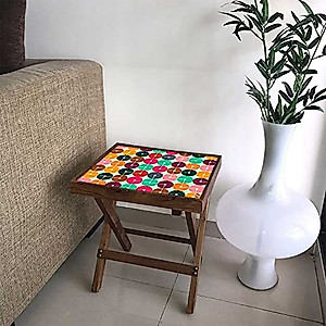 TYAGI-Export 16.75 inches Small Laptop Desk Folding Table No Assembly Sturdy Small Writing Desk Folding Desk for Small Spaces, Teak Wood Desktop and Black Steel Frame