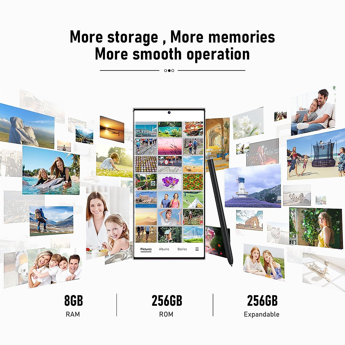 Unlocked Cell Phones S23 Ultra Mobile Phone 2023 Android 13 Smartphone with SS Pen, 8GB+256GB, 6.8" Display, 50MP+13MP Camera 6500 mAh 4G Dual SIM - White