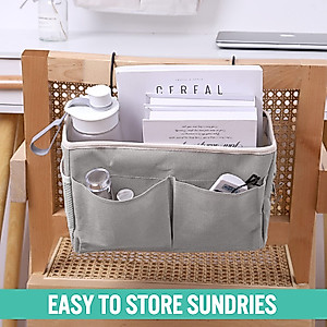 Ndeno Bedside Caddy Storage Bag Hanging Pocket Organizer for Bunk and Hospital Beds Crib,Dorm Rooms Bed Rails for Remotes Mobile Phone Keys, Glasses, Books (Dark Grey)