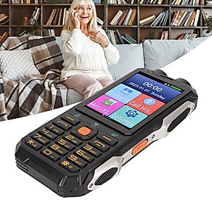 Cuifati Senior 4G Cellphone, 4in Large 18000mAh Battery Night Lighting Sound Easy Speed Dialing Rugged Phone for Android 7.0 (Black)