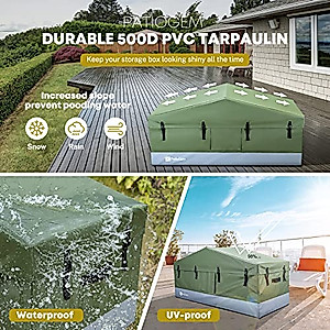 PatioGem 180 Gallons Heavy Duty Portable Waterproof Outdoor Storage Box, Large Storage Containers Shed All Weather Soft Tarpaulin Deck Box for the Boat, Pool, Yard, Garden, Patio, or Camping, Green