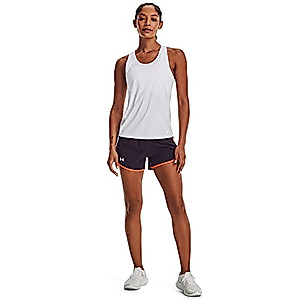 Under Armour womens Fly By 2.0 Running Shorts , (541) Tux Purple / Orange Blast / Rebel Pink , Small