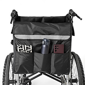 Wheelchair Bag Wheelchair Storage Tote Accessory for Carrying Loose Items and Accessories - Travel Messenger Backpack - Accessible Pouch and Pockets