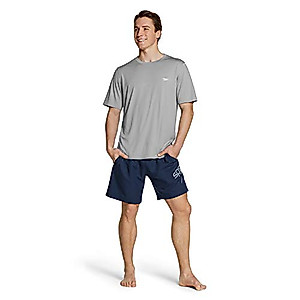 Speedo mens Uv Swim Shirt Basic Easy Short Sleeve Regular Fit,Monument,Small