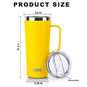 koodee Coffee Mug with Handle- 24 oz Insulated Coffee Travel Mug With Handle-Stainless Steel Vacuum Camping Mug Coffee Tumbler（Wine Red）