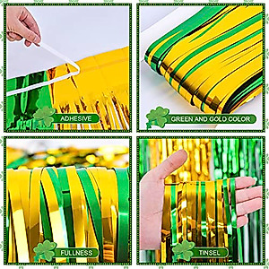 LYUBASA 3 Pack St. Patrick's Day Foil Fringe Curtains St Patricks Day Party Decorations 3.3x6.6 ft Irish Green Gold Streamer Photo Booth Prop Backdrop Decor Indoor Outdoor Party Supplies for Birthday