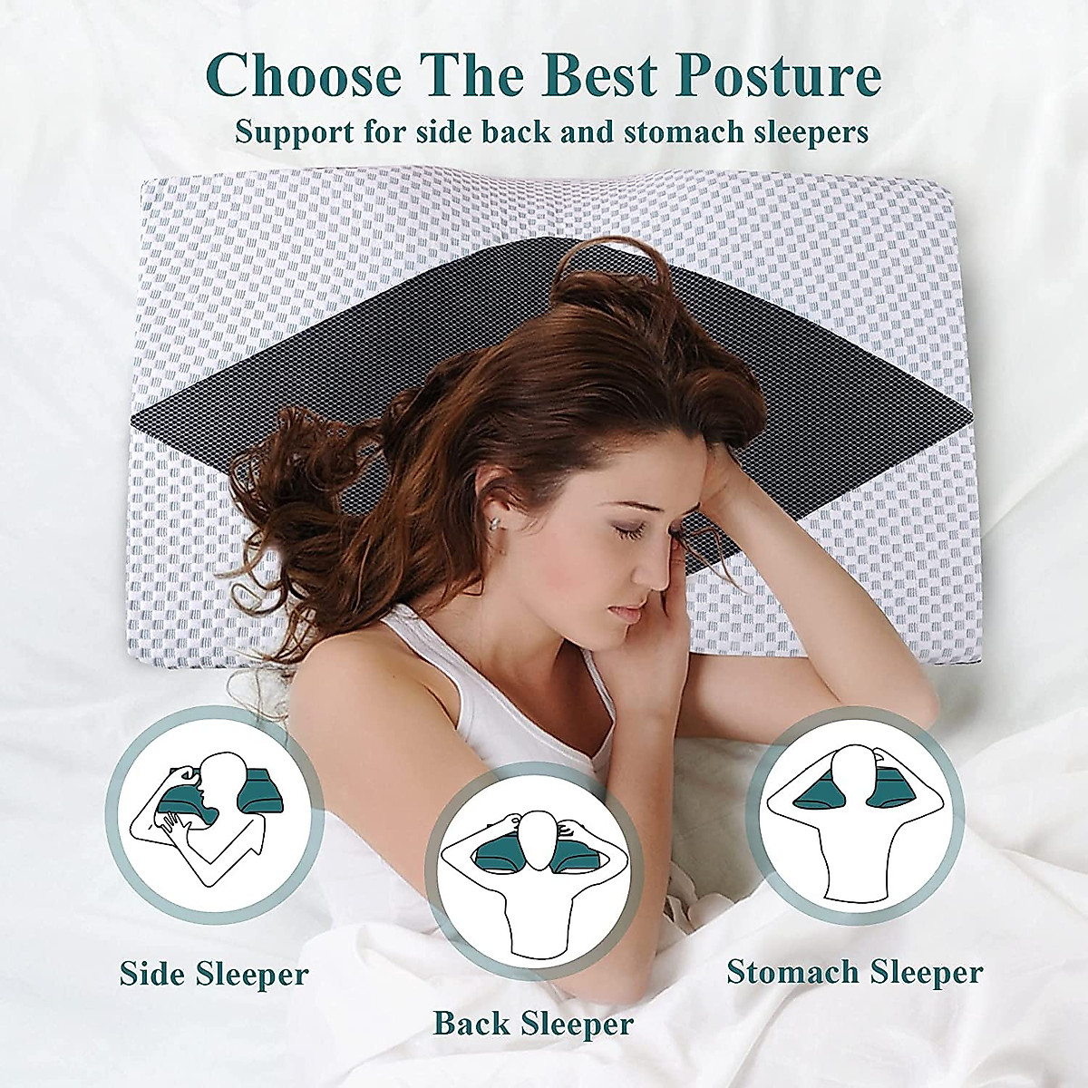 Cervical Neck Pillow for Neck Pain, IKSTAR Memory Foam Neck Pillow for Sleeping, 2 in 1 Ergonomic Pillow for Neck Shoulder Pain Relief, Orthopedic Pillow for Side, Back, Stomach Sleepers [U.S .Patent]