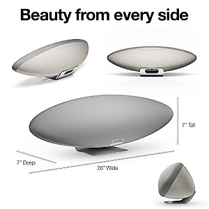 Bowers & Wilkins Zeppelin Wireless Speaker, Iconic Design, 5 Drivers including Subwoofer, Wireless Streaming via Bluetooth, Alexa Built-in, AirPlay & Spotify Connect, Multiroom Support, Pearl Grey
