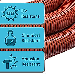 Puri Tech 1.5 Inch Diameter x 50 Feet Long Heavy Duty Commercial Grade Vacuum Hose for In-Ground Swimming Pools with UV and Chemical Protection