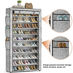 OYREL Shoe Rack 10Tier Large Capacity 50-56Pairs Beautiful Tall Shoe Shelf Free Standing Storage Cabinet Entryway Closet