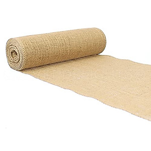 CleverDelights 12" Premium Burlap Roll - 10 Yards - No-Fray Finished Edges - Natural Jute Burlap Fabric