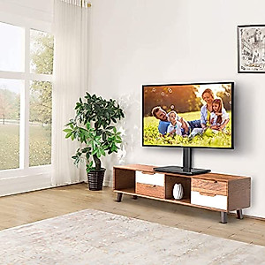 PERLESMITH Universal Swivel TV Stand-Table Top TV Stand for 32-60 inch TV-Height Adjustable TV Base with Heavy-Duty Tempered Glass Base, VESA 400x400mm up to 88lbs, PSTVS17