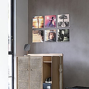 ReactDecor Clear Vinyl Record Wall Mount 6 pack - 12 Inch Acrylic Vinyl Record Shelf - LP Album Display Record Shelves - Vinyl Record Holder - 12” Floating Clear Vinyl Shelf - Vinyl Hangers For Wall