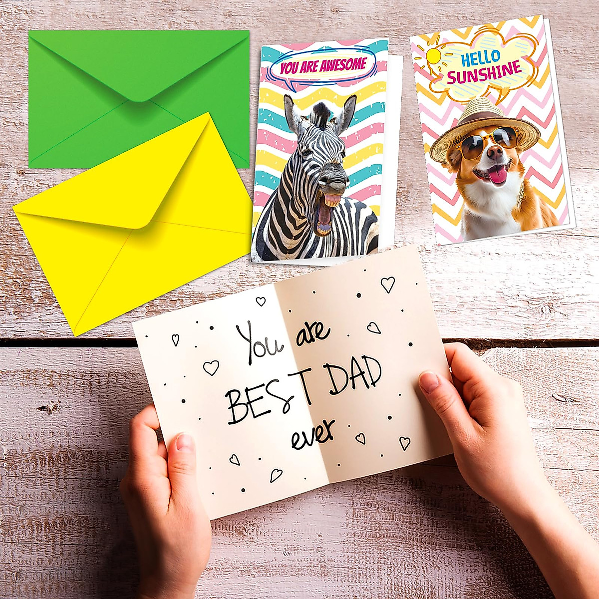 Funny Animal Greeting Cards with Envelopes Stickers 24 Pack Thinking of You Miss You Hello Note Cards for for Kids Students Friends Teacher Family Birthday, Holiday Gifts Present 4x6 In