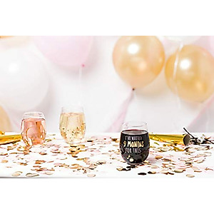 Pearhead I’ve Waited 9 Months For This Stemless Wine Glass, New Mom, Gift For New And Expecting Moms, Pink and Gold, 16 oz