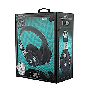 Disney Nightmare Before Christmas Bluetooth Over Ear Headphones, Wireless and Wired Foldable Headset Built-in Microphone - Tim Burton Jack Skellington & Sally - Adults Kids Audifonos Auriculares