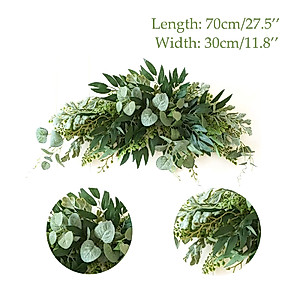 Timpfee Artificial Leaf Swag, 66CM Floral Greenery Swag with Eucalyptus Leaves Hanging Front Door Wreath Flowers for Table Centerpieces Home Indoor Outdoor Window Wall Wedding Arch Party Garden Decor