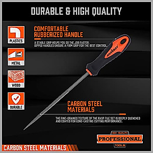 HORUSDY 6-Pieces Needle File Set, Hand Metal Files, Alloy Strength Steel Include Flat, Flat Warding, Square, Triangular, Round, and Half-Round File.