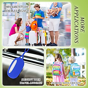 Sanwuta 24 Pieces Kids Luggage Tags Silicone Bag Tags for Backpacks Kids Backpack Tags with Name/ID/Address Card Suitcase Tags Identifiers Name Tags for Luggage