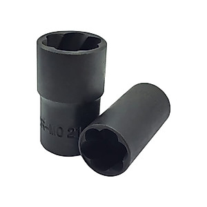 JEUCLEL 5PCS Twist Lug Nut Socket Set - 1/2 inch Drive Damaged Nut Lock Remover Extractor - Rusted & Strip & Stripped & Stuck Locking Nut Removal Tool Kit with 17mm 19mm 21mm 22mm Sockets