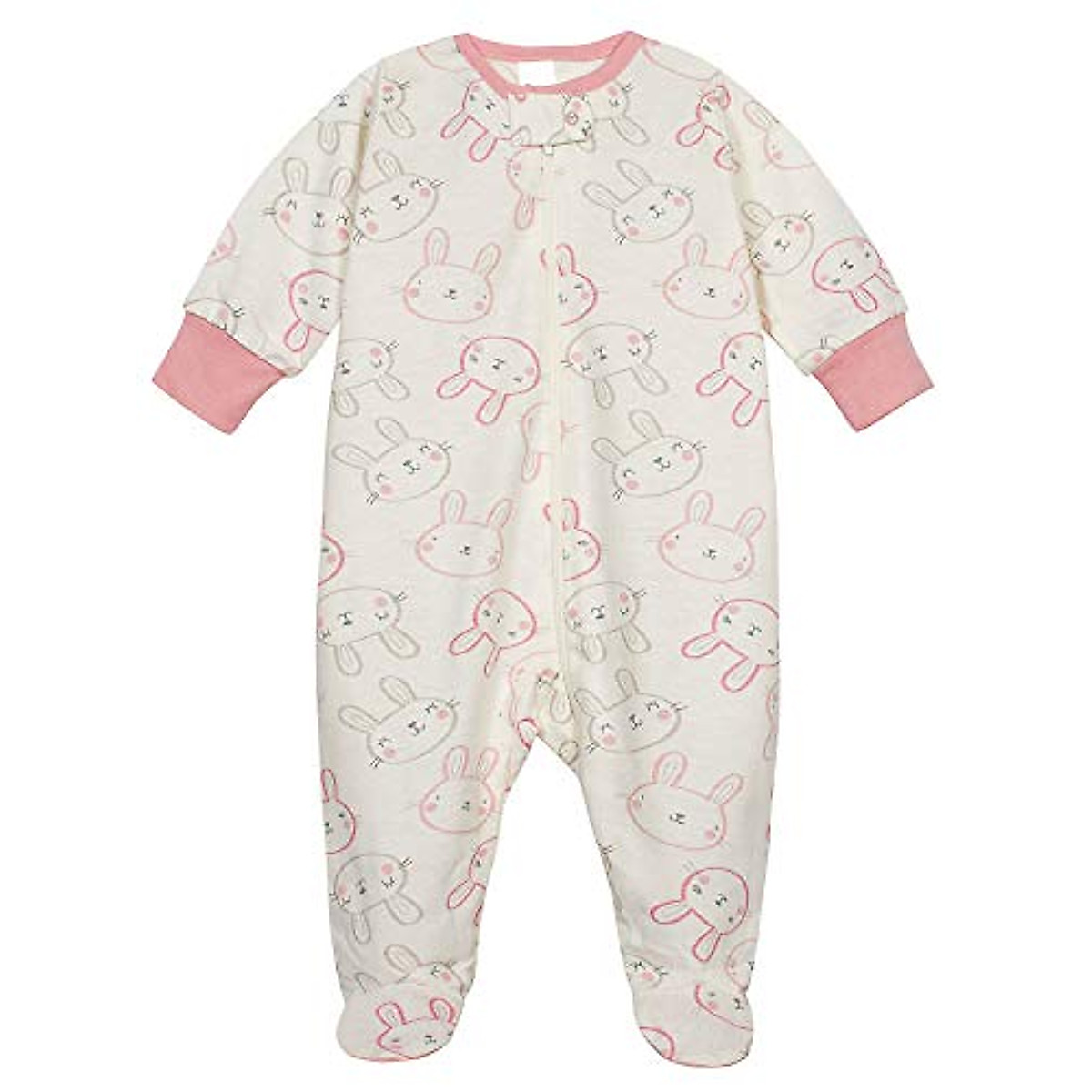 Onesies Brand Baby Girls' 4-Pack Sleep 'N Play Footies Multi Pack, Bunny Pink, Newborn