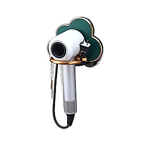 Hair Dryer Holder, Wall Mount Self-Adhesive Blow Dryer Holder, No Need to Punch Save Space，Works with Most Brands Hair Dryer Storage (Color : Green)