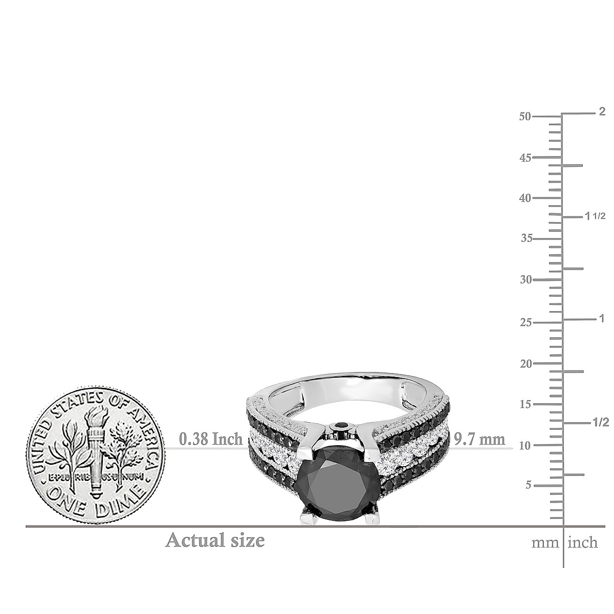 Dazzlingrock Collection 5.00 Carat (ctw) 14K Round Black & White Diamond Bridal Engagement Ring 5 CT, White Gold, Size 6