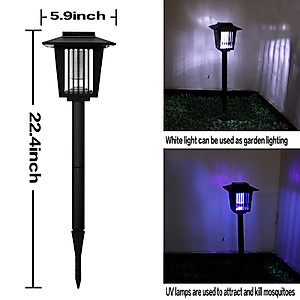 Solar Bug Zapper Outdoor, Solar Mosquito Zapper Led Mosquito Killer Light for Indoor Outdoor, 2 Pack