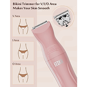 EESKA Bikini Trimmer for Women, 3 in 1 Cordless Electric Shaver Clipper IPX7 Waterproof Wet & Dry Use Lady Razor Groomer for Legs, Arms & Bikini with Painless Facial Hair Removal Eyebrow Trimmer