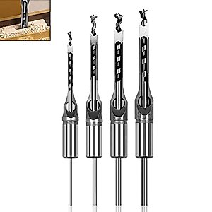 Baorder 4Pcs Woodworking Square Hole Drill Bits Set Mortising Chisel Drill Bits for Woodworking (6.4 mm / 8 mm / 9.5 mm / 12.7 mm)…
