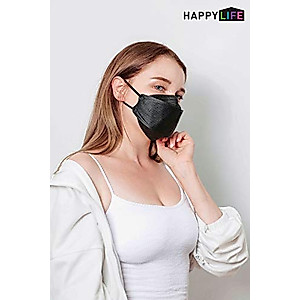 (20PCS) Black Disposable KF94- Face Masks 4-Layer Filters Breathable Comfortable Nose, Good Day, Dust Mask, Black KF94 Masks Made in Korea.
