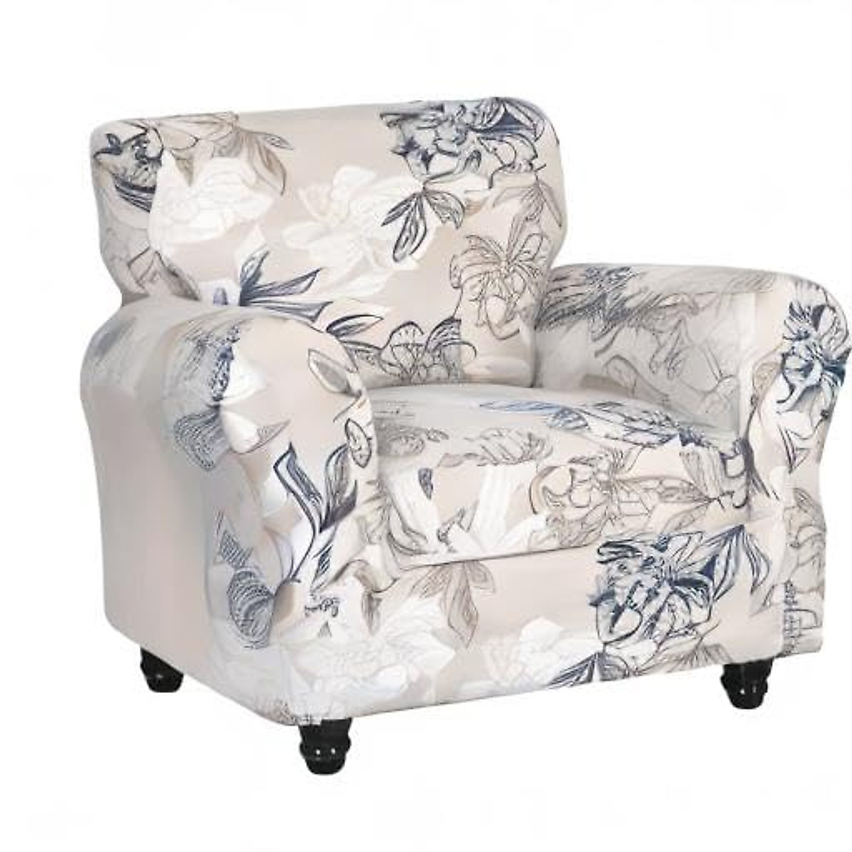 SearchI Stretch Sofa Cover Printed Couch Covers, Floral Pattern 2 Piece Armchair Slipcover with Separate Chair Cushion Cover, Washable Furniture Protector for Living Room(Armchair, Flower Shadow)