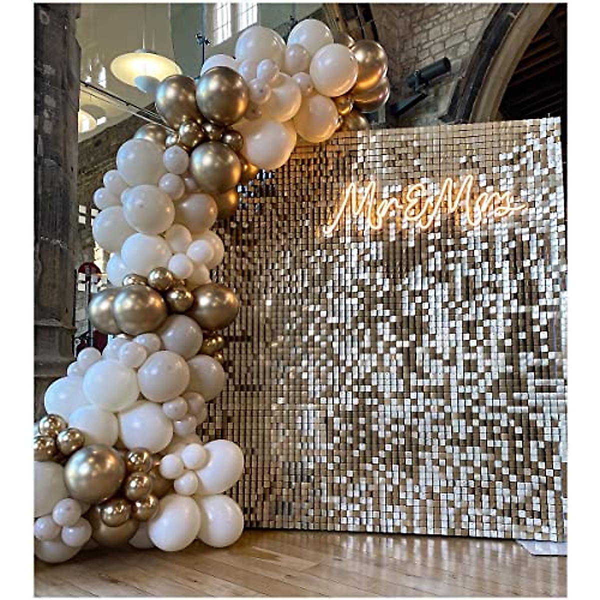 Enanal 150pcs Sand White Balloon Garland Arch Kit, Sand White and Chrome Champagne Gold Balloons for Birthday Wedding Engagement Baby Shower Boho Party Decorations (Sand White)