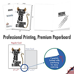 NobleWorks - Funny 40th Milestone Birthday Greeting Card with 5 x 7 Inch Envelope (1 Card) Bday Cougar 8802