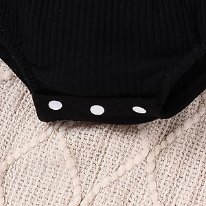 Mubineo Baby Girl Spring Fall Clothes Outfits Long Sleeve Lace Floral Romper Dress Newborn Outfit (Qbc Black White, 3-6 Months)