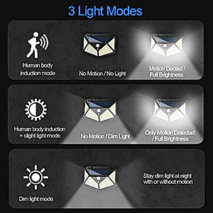 3 Modes LED Solar Light Outdoor Solar Lamp PIR Motion Sensor Wall Light Waterproof Solar Powered Sunlight for Garden Decoration 1 pc (2 pcs)