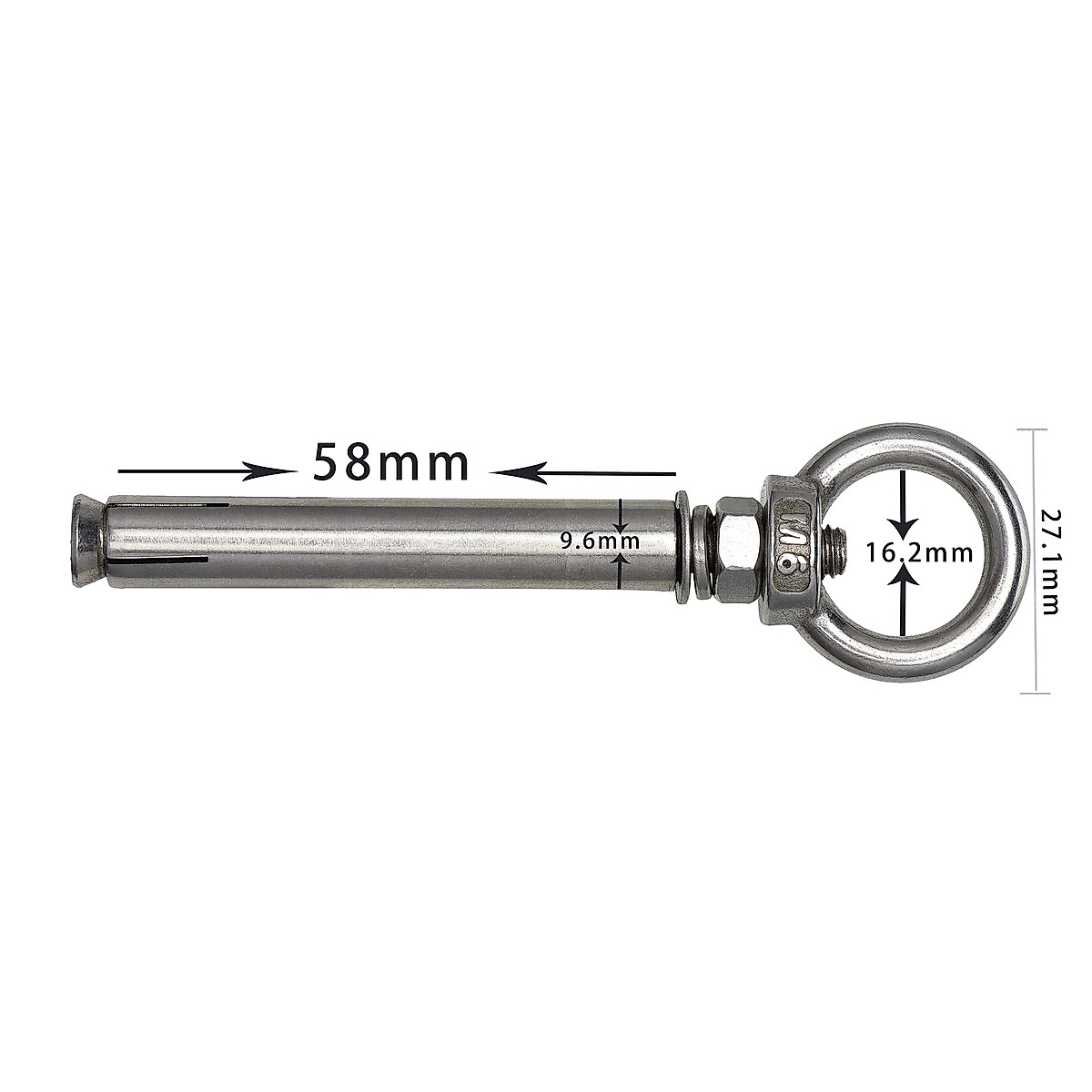 Expansion Eyebolt M6 X 80mm，5pcs Expansion Bolts 304 Stainless Steel Ring Lifting Bolt with Eye Anchor Concrete Heavy Duty Ring Screw Closed Hook Anchor Bolt，Concrete Eye Bolt