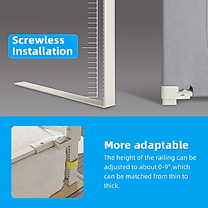 KCRET Bed Rail for Toddlers,Upgraded Infants Safety Bed Guardrail with Breathable Fabric for Twin, Double, Full-Size Queen & King Mattress (74.8"×30”, Gray)